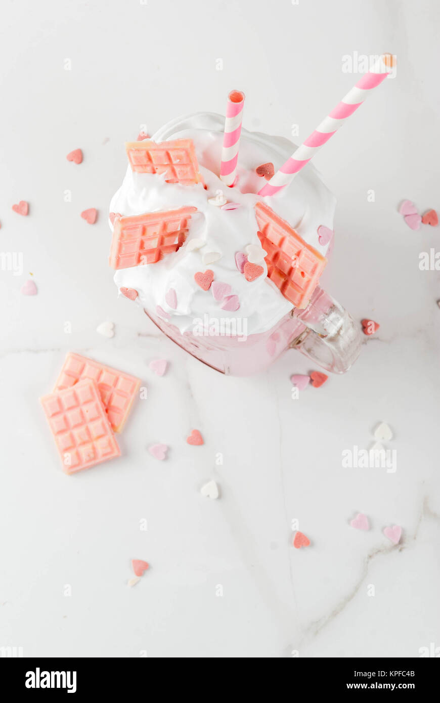 Crazy shake, romantic milkshake for Valentine's day with strawberry ...