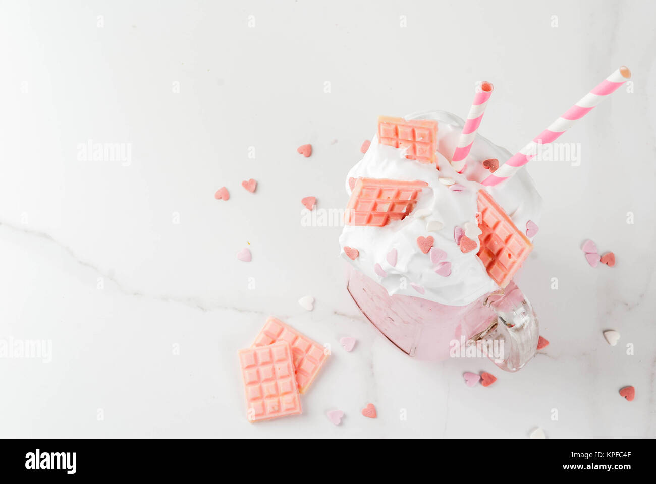 Crazy shake, romantic milkshake for Valentine's day with strawberry ...