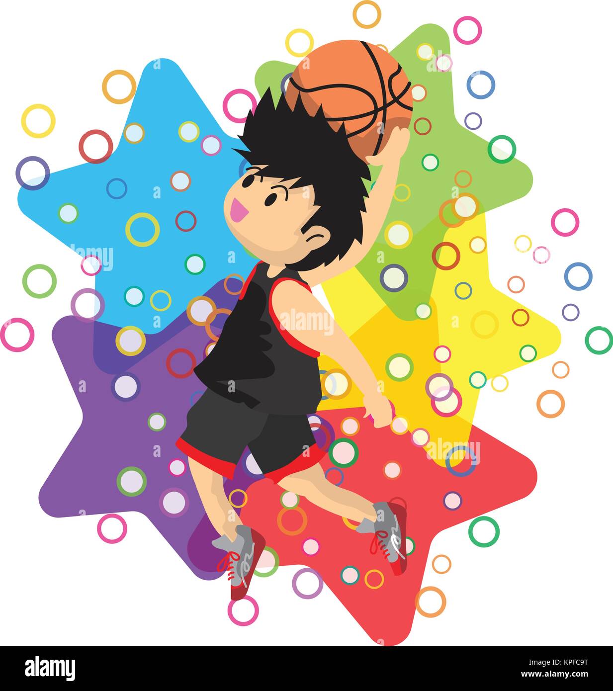 Boy air slam Basketball character design cartoon art illustration Stock ...