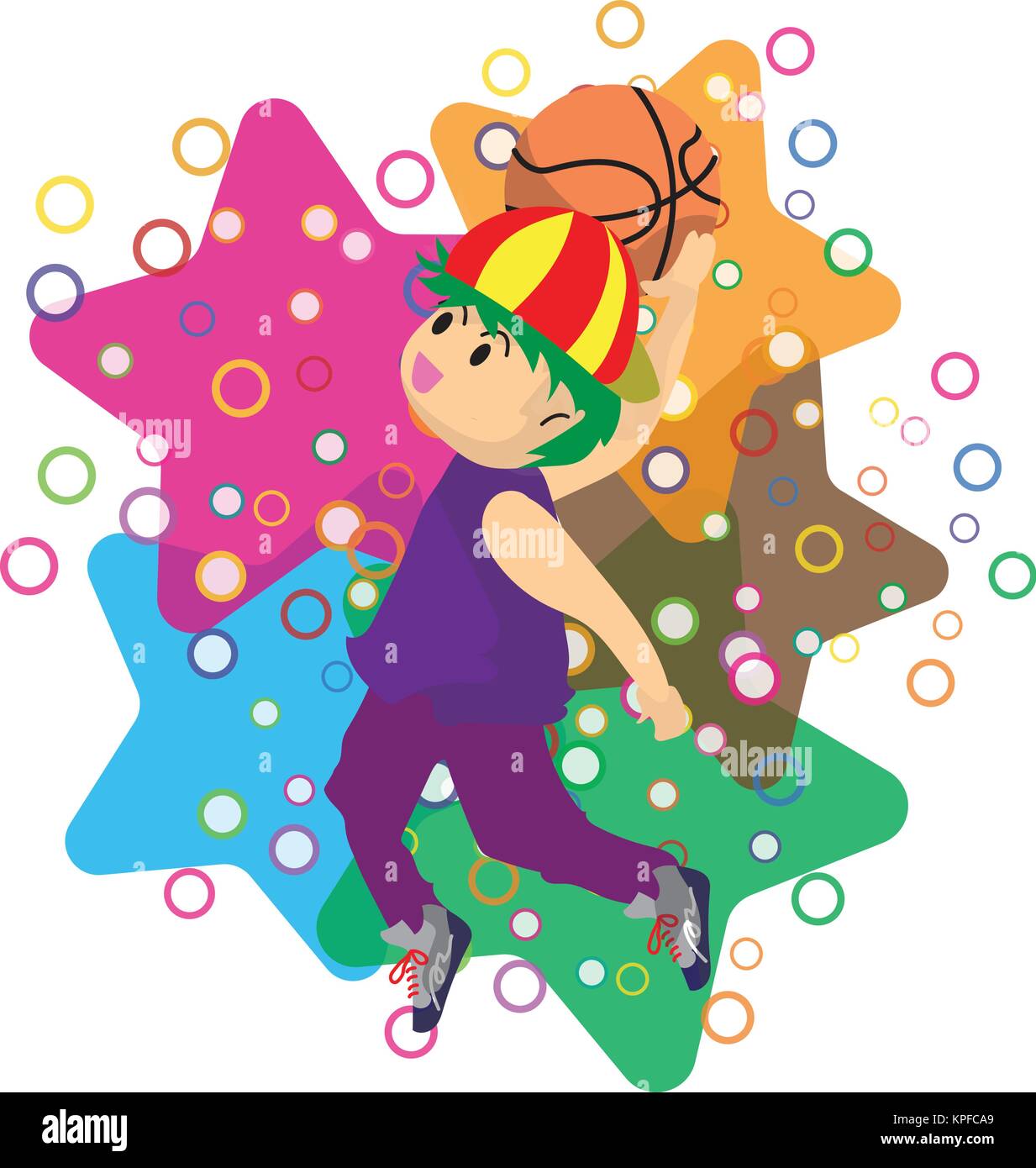 Boy air slam Basketball character design cartoon art illustration Stock ...