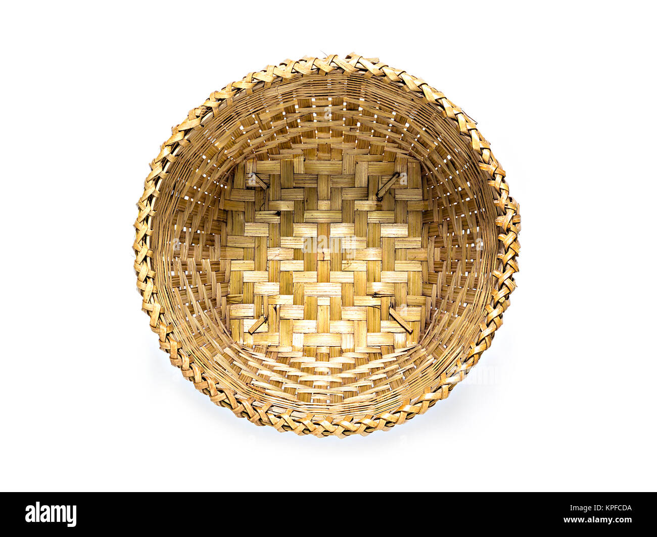 Top view of wicker basket isolated on white background Stock Photo - Alamy