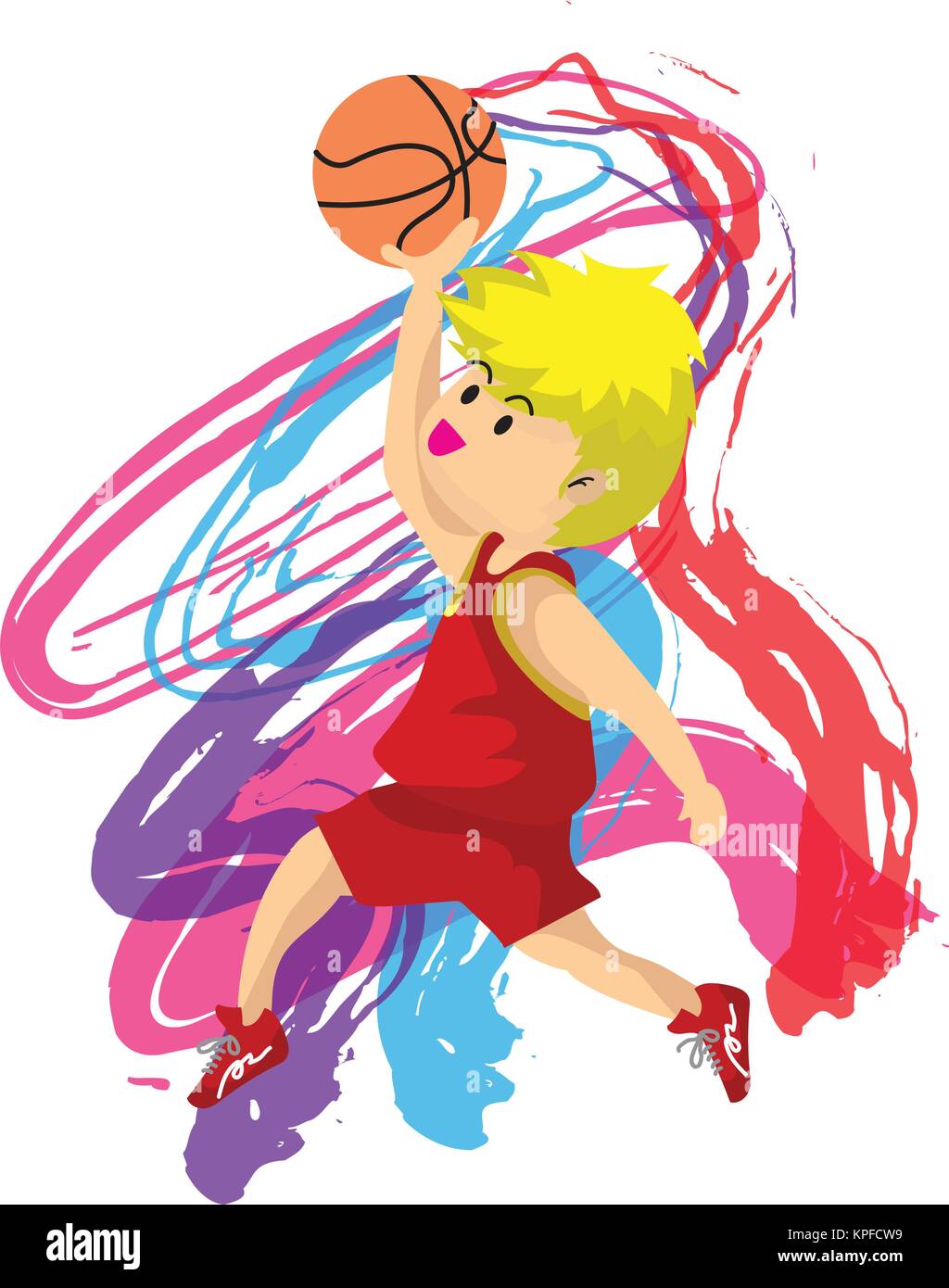 Boy Play Basketball character design cartoon art Multi color Background ...
