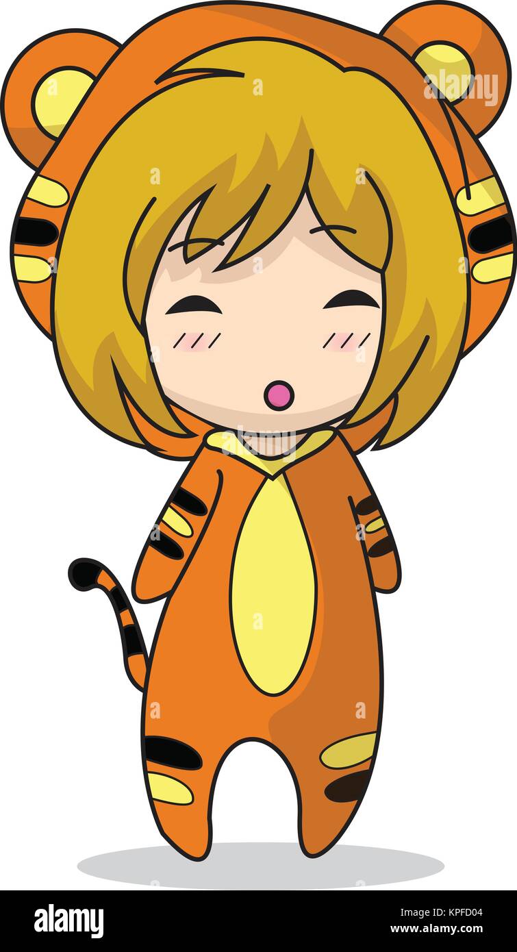 Girl with tiger Stock Vector Images - Alamy