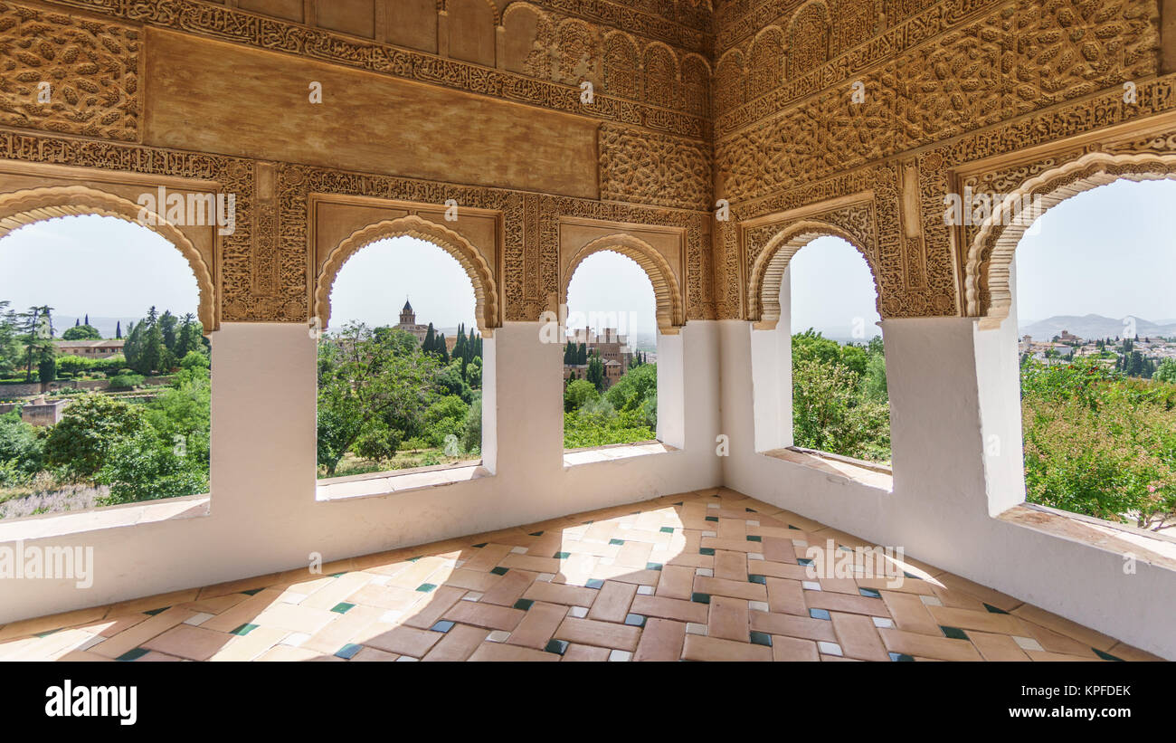 Alhambra, decoration and windows Stock Photo - Alamy
