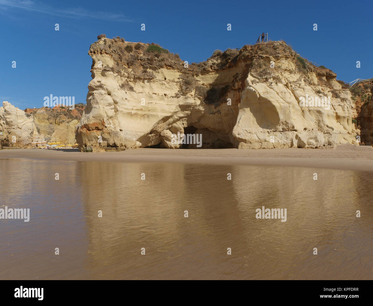 A section of the idyllic Praia de Rocha beach on the Algarve region ...