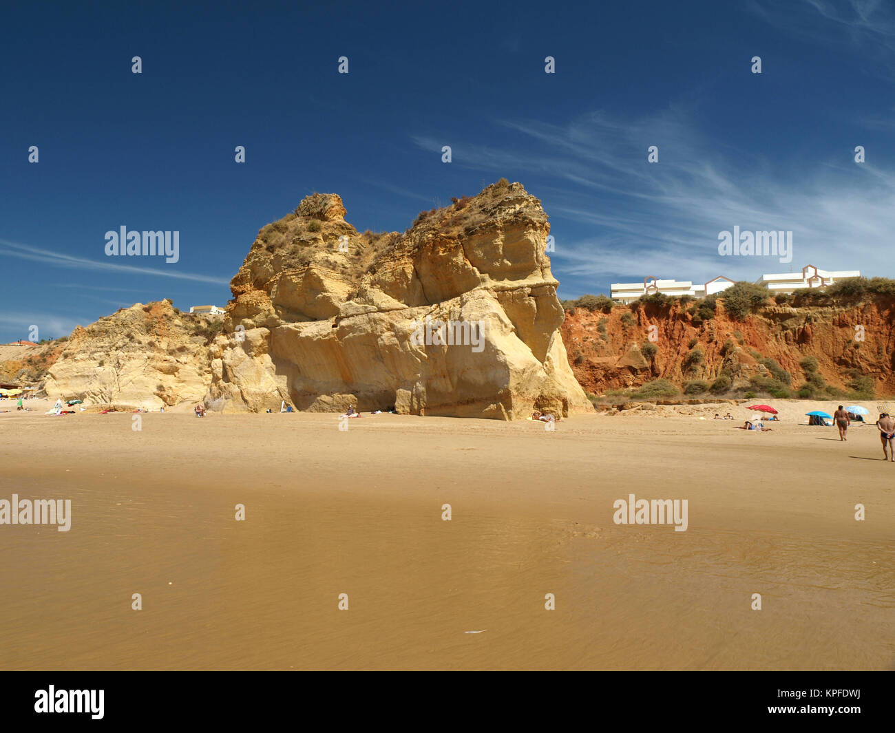 A section of the idyllic Praia de Rocha beach on the Algarve region ...