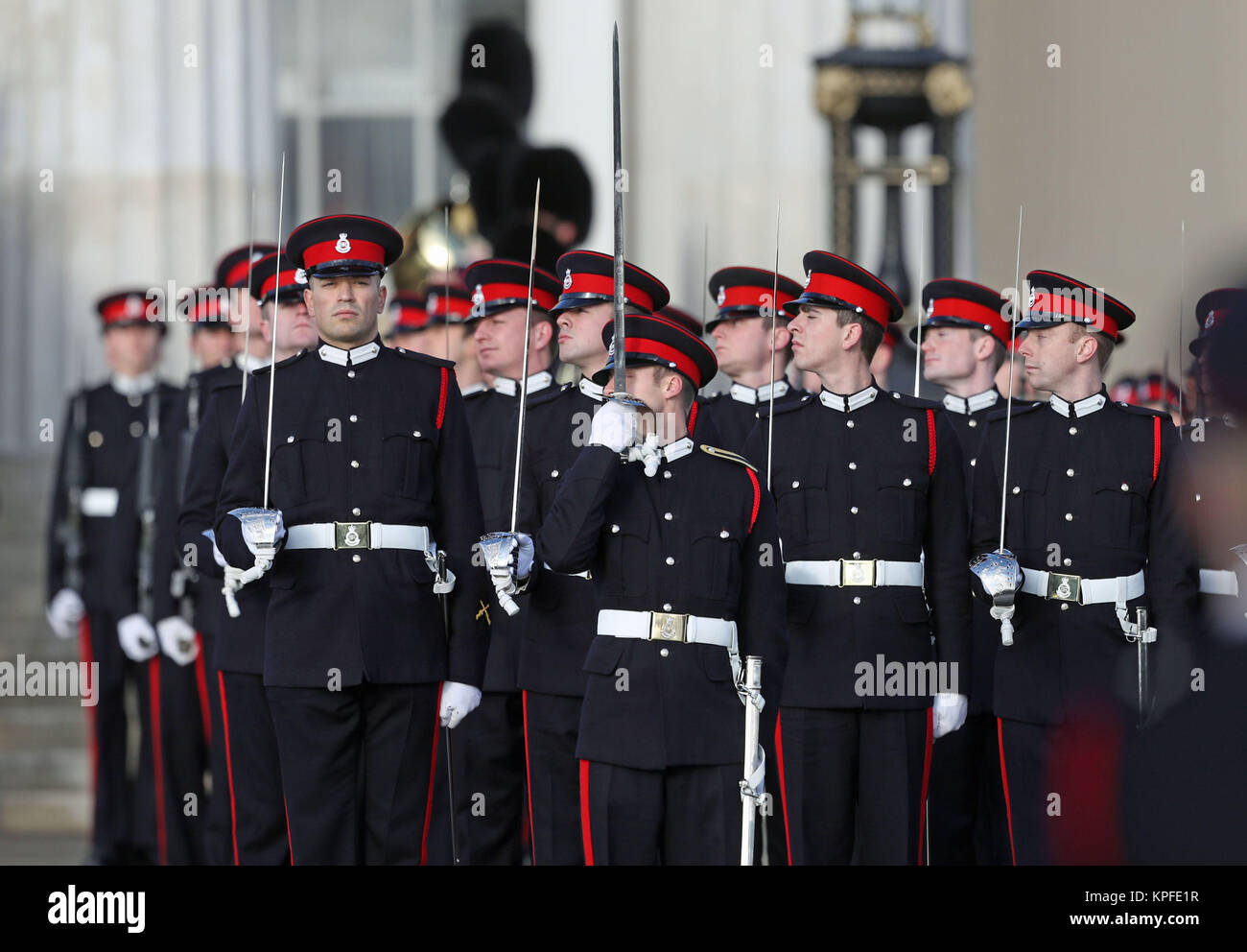 Officer Cadets march on to the parade ground to take part in the ...