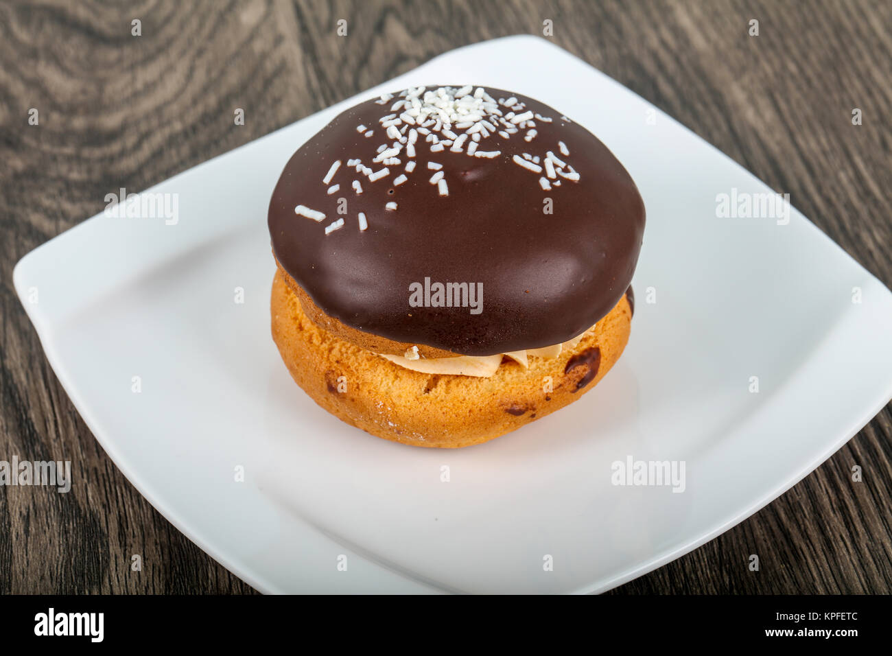 Bouchee cake with chocolate Stock Photo - Alamy