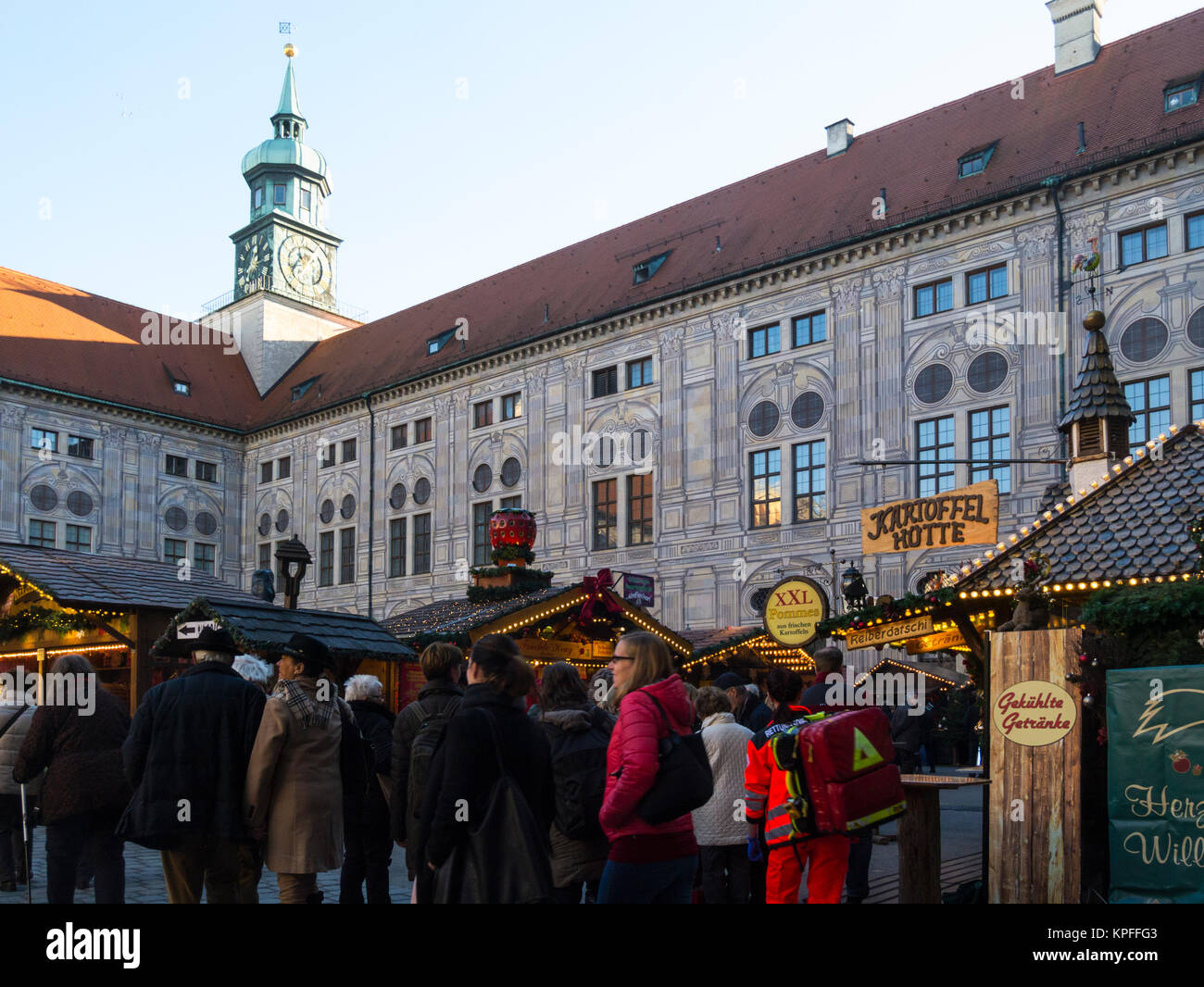 Christmas market stalls Kaiserhof Emperor's Courtyard Munich Residenz ...
