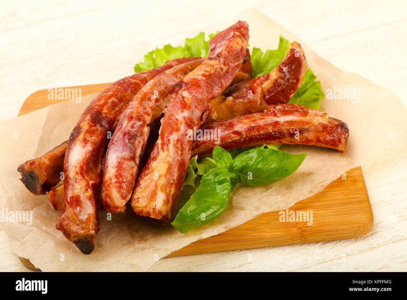 Smoked pork ribs snack Stock Photo - Alamy