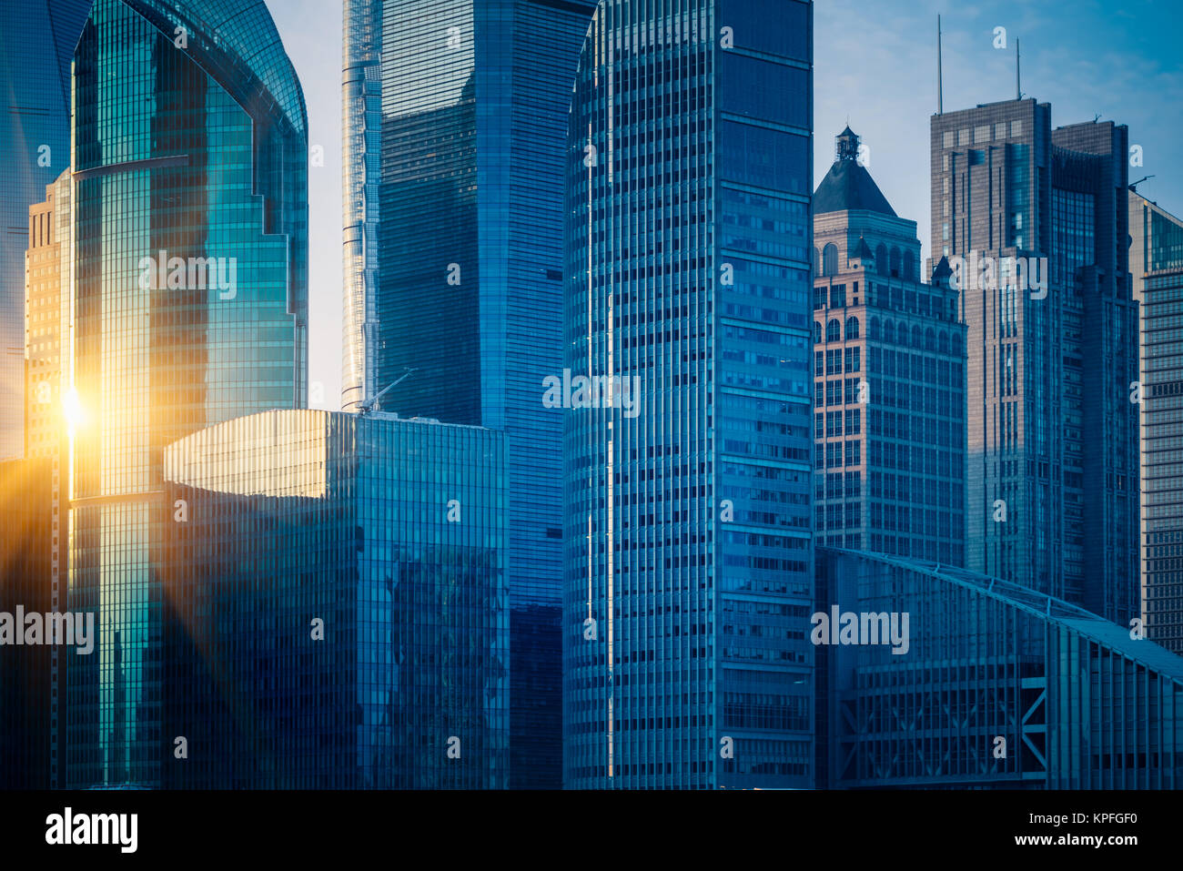 landmarks of Shanghai,group of modern business buildings Stock Photo ...