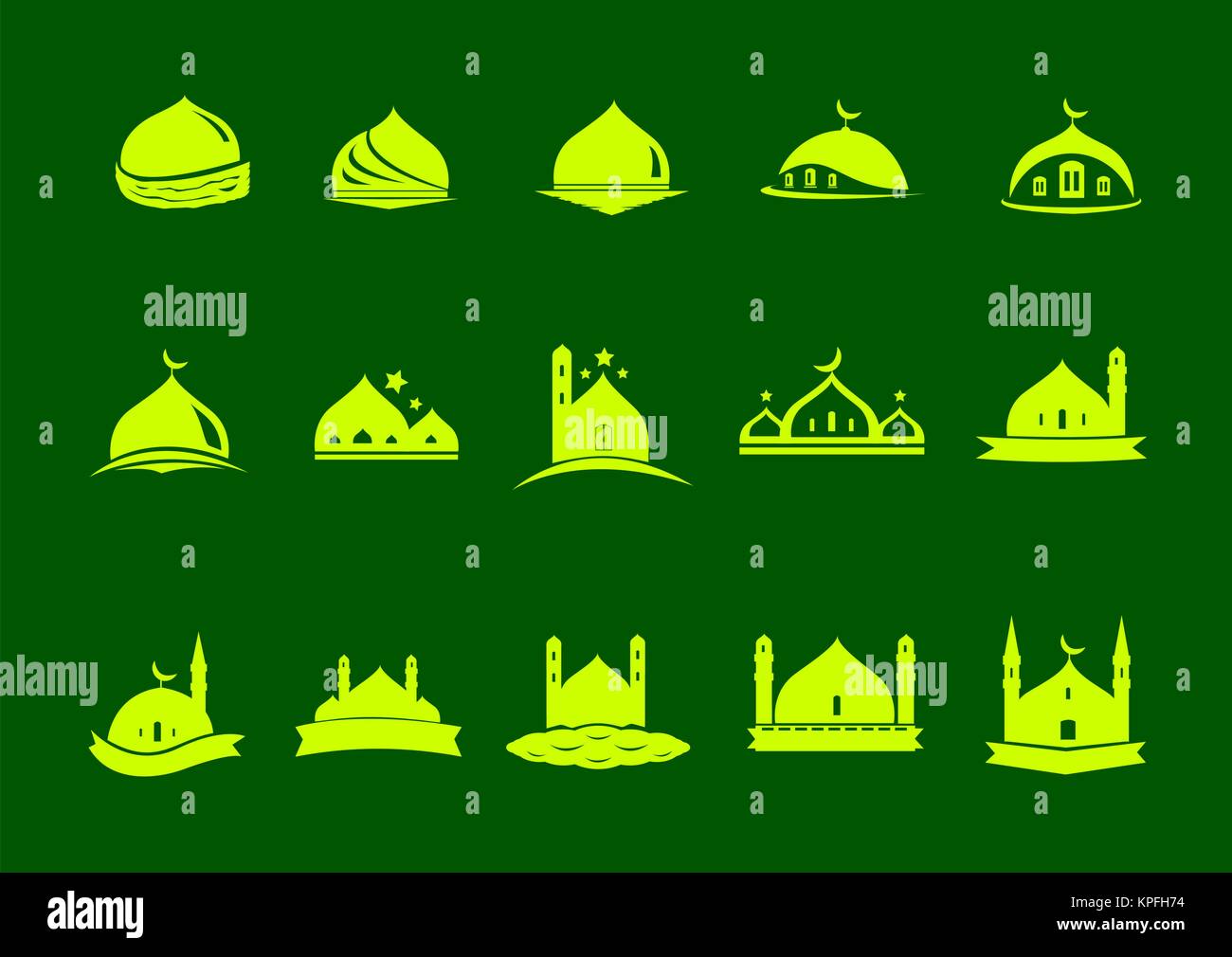 A Pack of Islamic Mosque Logos, Icons, Symbols, Badges Stock Vector ...