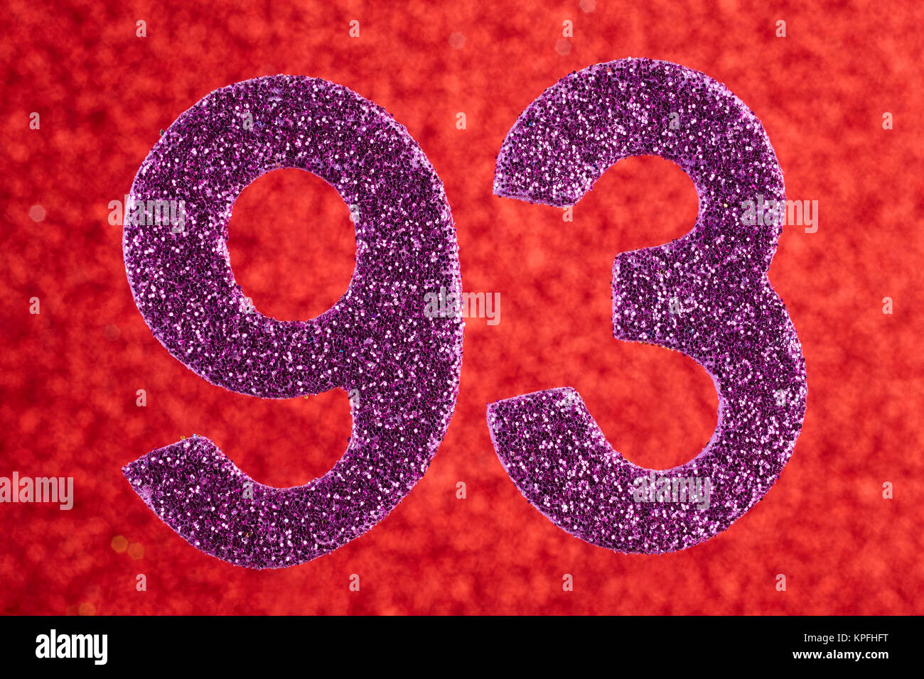 Number ninety-three purple color over a red background. Anniversary ...