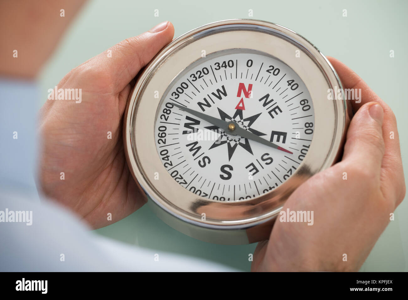 Person Hand With Compass Stock Photo - Alamy