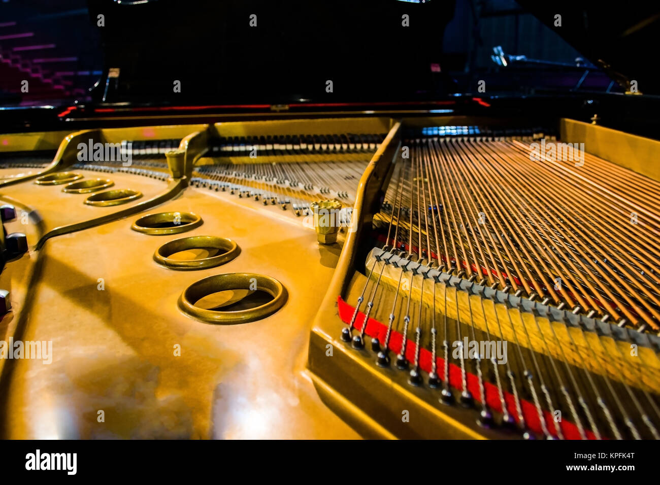 Strings inside black piano hi-res stock photography and images - Alamy