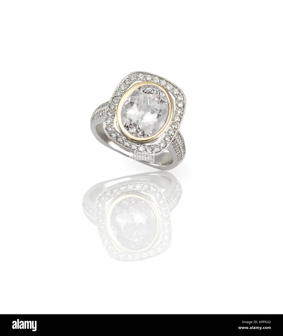 engagment wedding ring Diamond solitaire cushion cut halo setting Stock ...