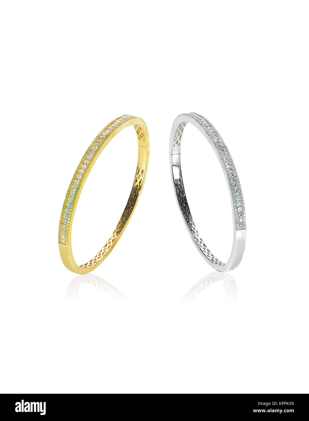 Gold SIlver Diamond Bracelets Stock Photo - Alamy