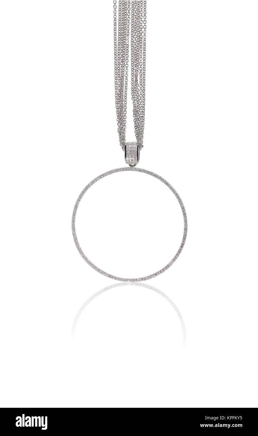 Round Circle Diamond Pendant necklace on a chain Stock Photo - Alamy