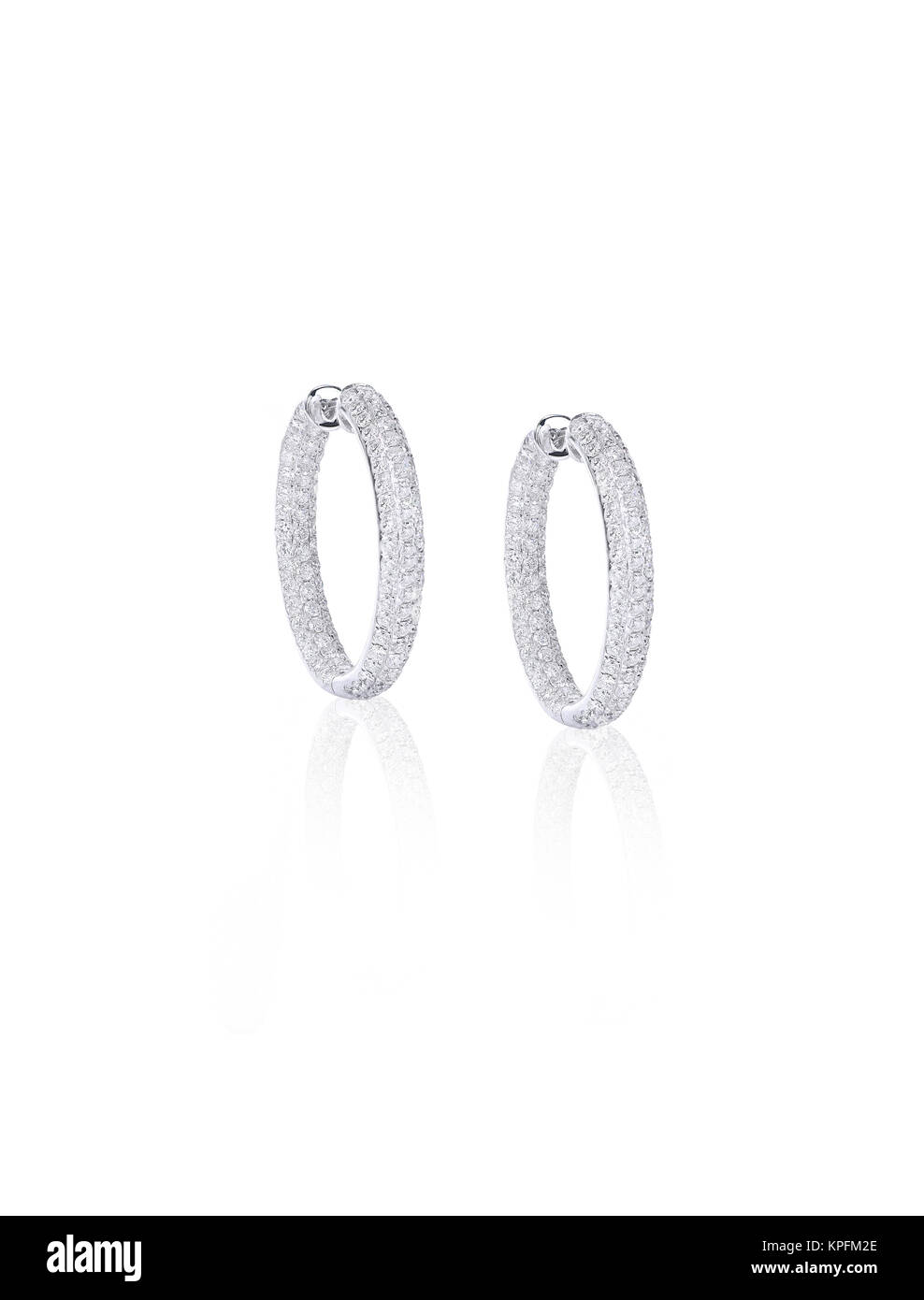 Pave Diamond Hoop Earrings Stock Photo - Alamy