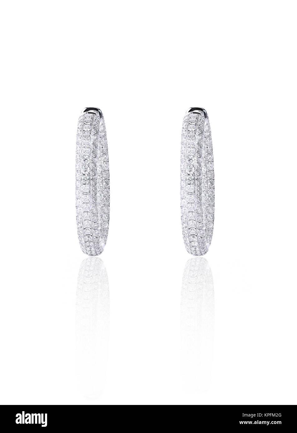 Pave Diamond Hoop Earrings Stock Photo - Alamy
