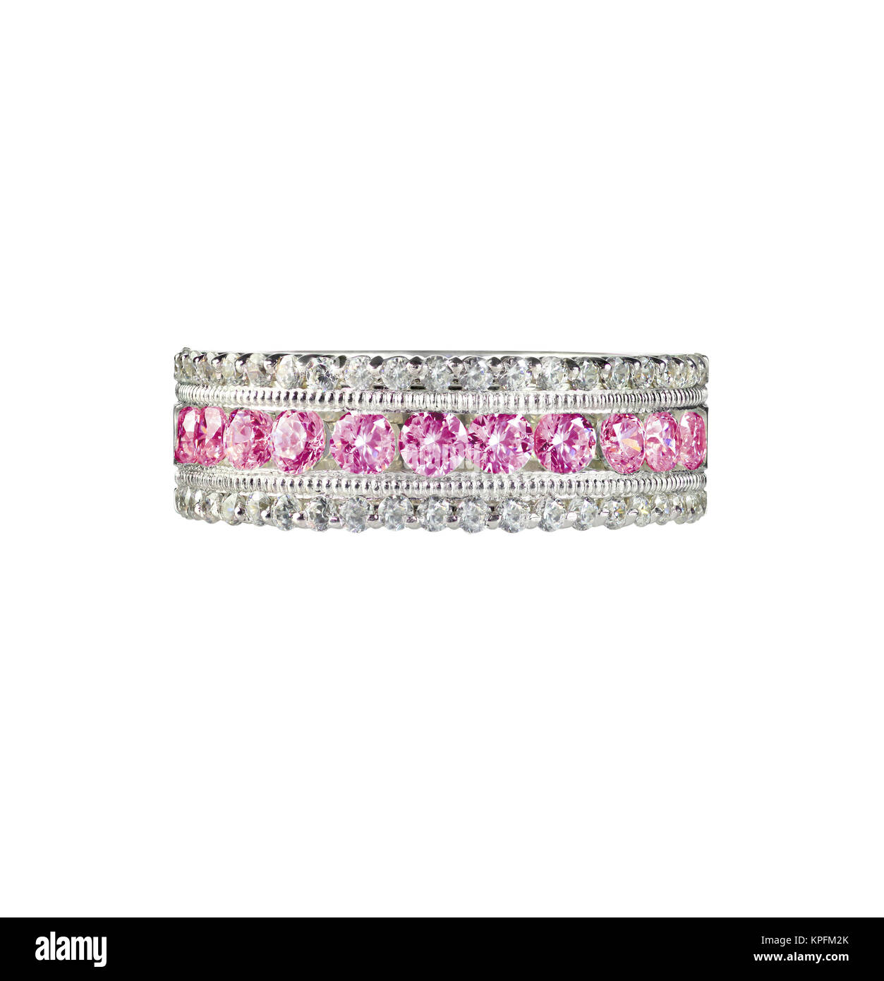 Pink diamond band wedding bridal engagement ring Stock Photo - Alamy