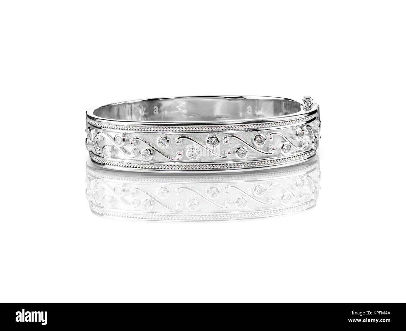 SIlver diamond bangle bracelet Stock Photo - Alamy