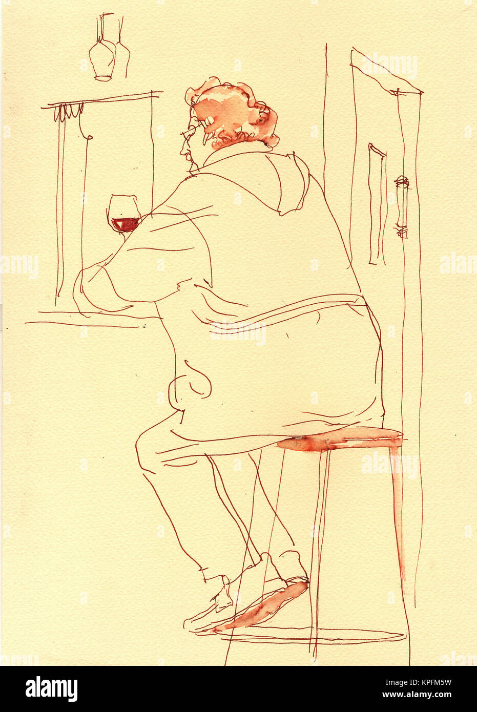 Man drinking wine Stock Photo - Alamy