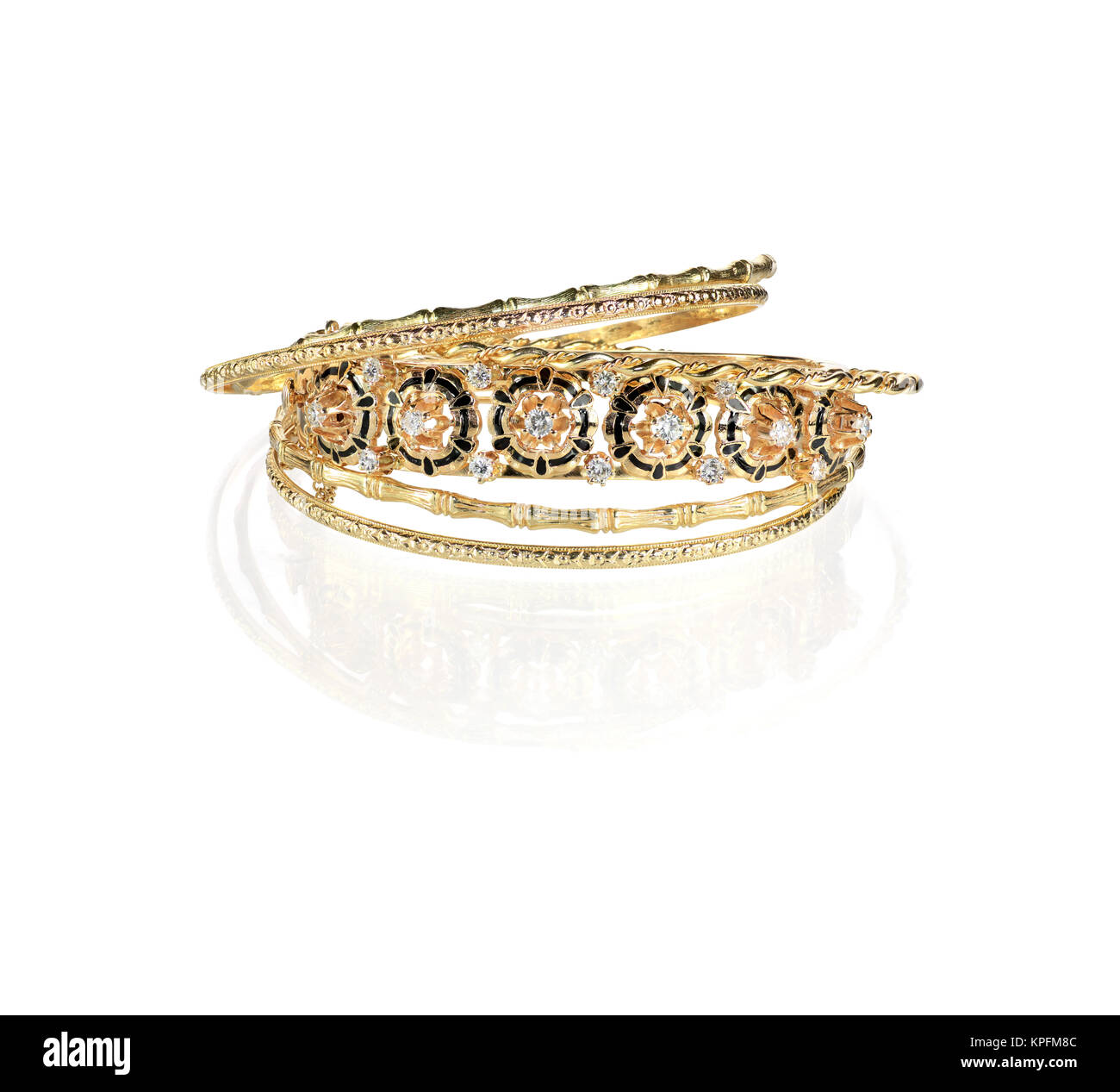 Gold Diamond Vintage bangle bracelets Stock Photo - Alamy