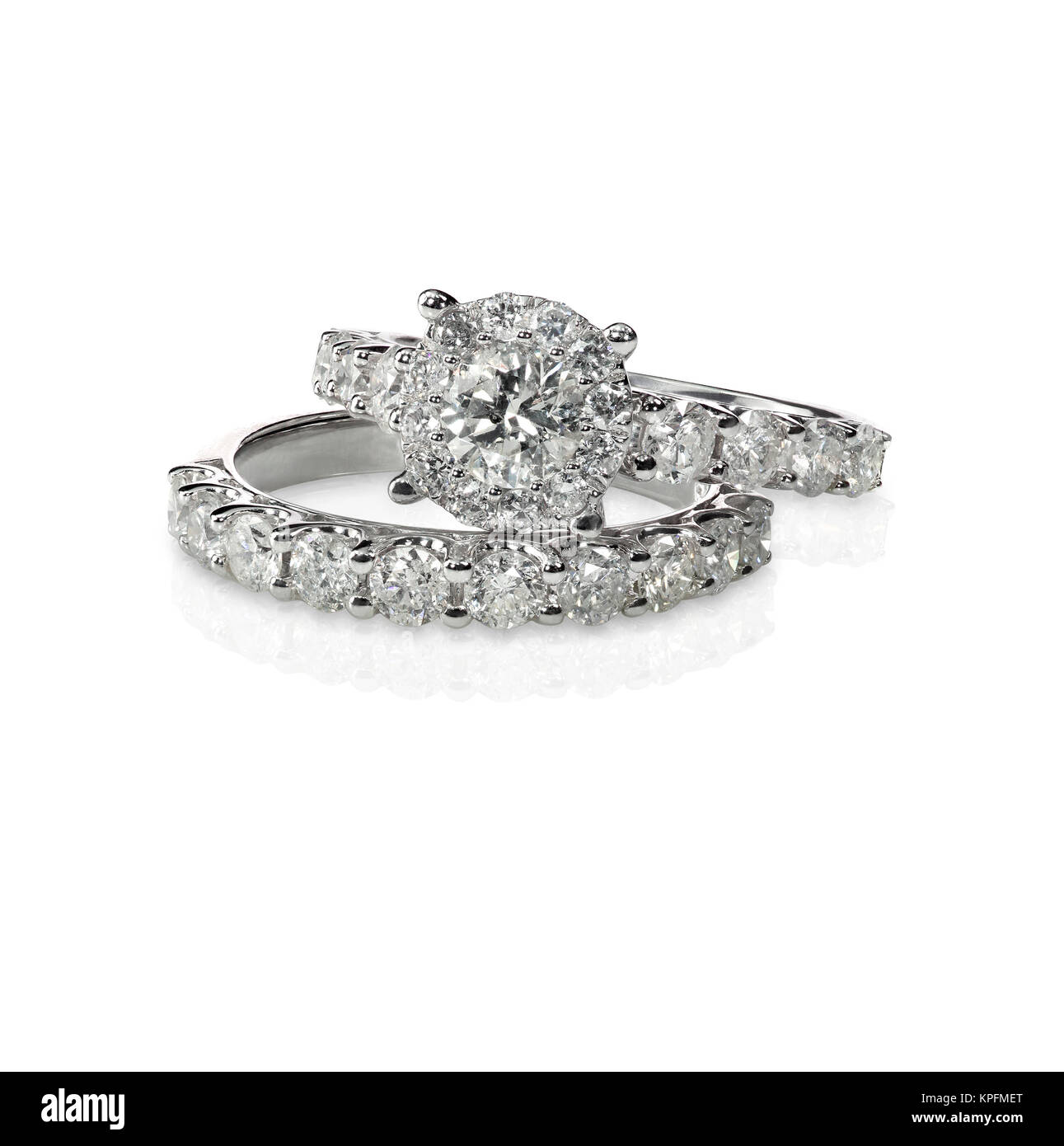 Cluster stack of diamond wedding engagment rings Stock Photo - Alamy