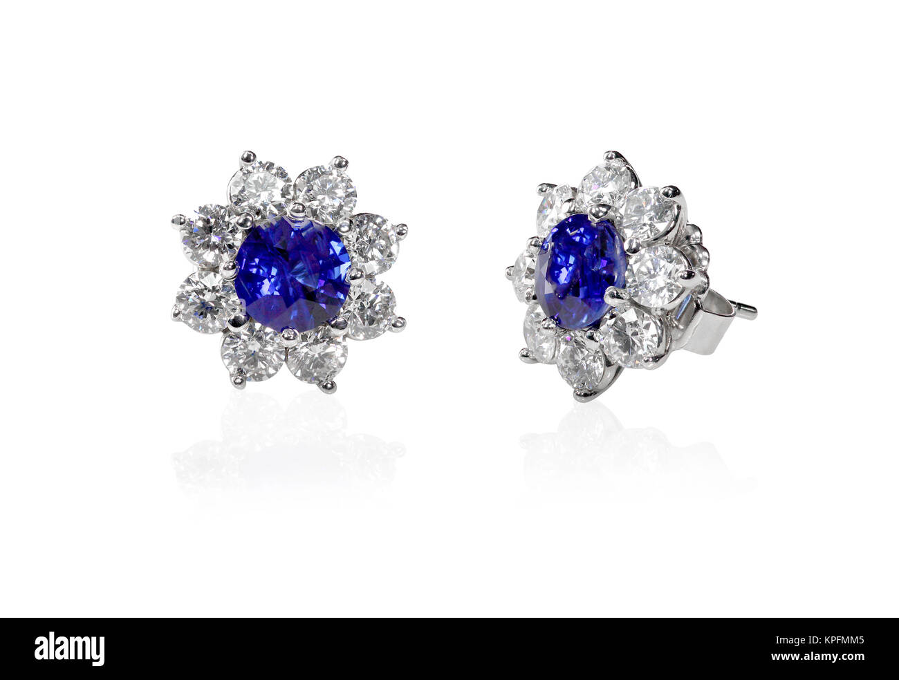 Blue Gemstone and diamond earrings Stock Photo - Alamy