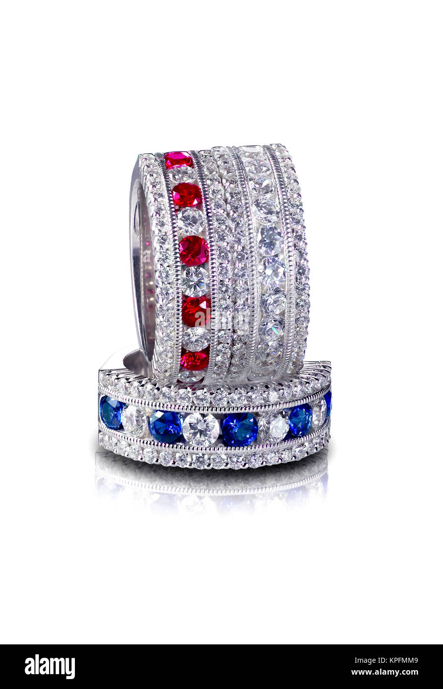 Set of Diamond and Gemstone rings Stacked Stock Photo - Alamy