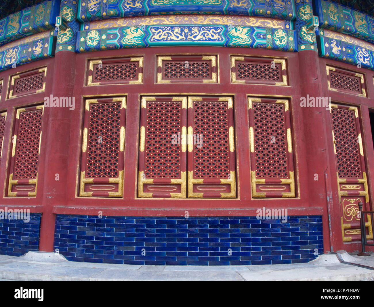 Temple of Heaven in detail. Door and windows and the roof.Travel in ...