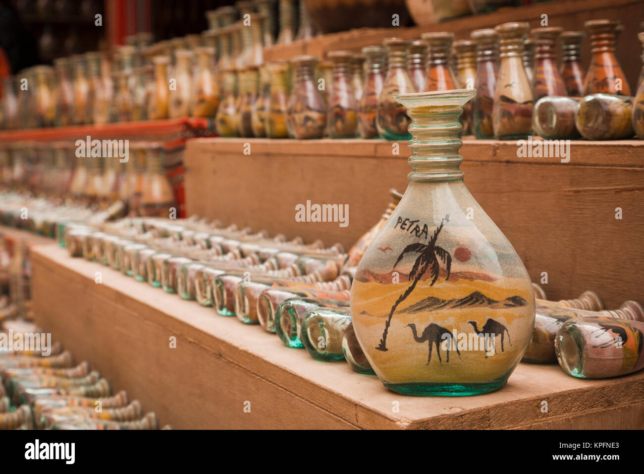 Jordan, Petra-Wadi Musa, Ancient Nabatean City of Petra, bottles with ...
