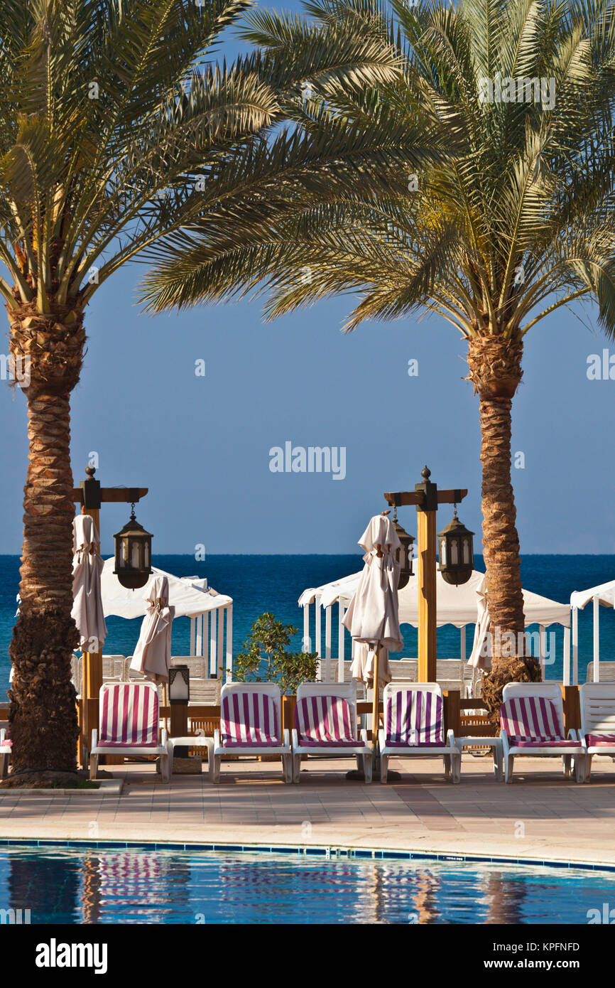 Jordan, Aqaba, Red Sea Beach, hotel swimming pool, detail Stock Photo ...