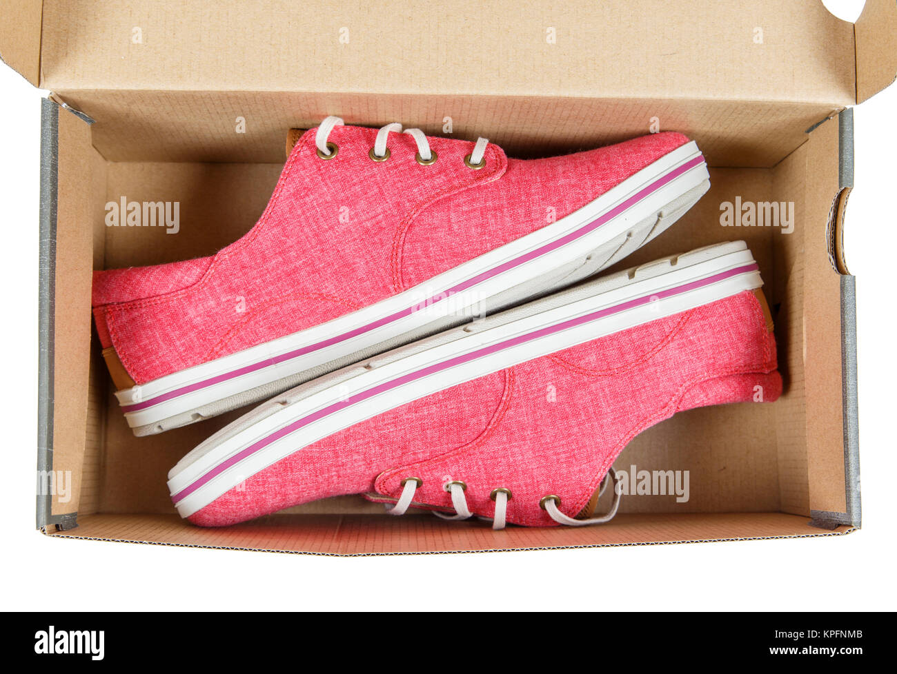 Red Sneakers on box Stock Photo - Alamy