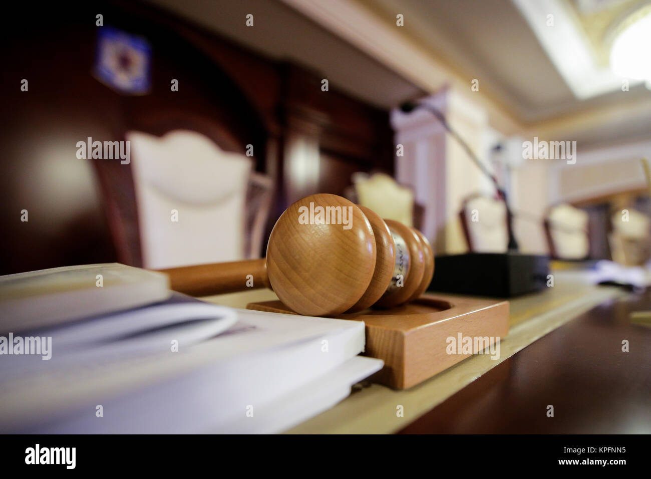 Judge's hammer in a courtroom Stock Photo - Alamy