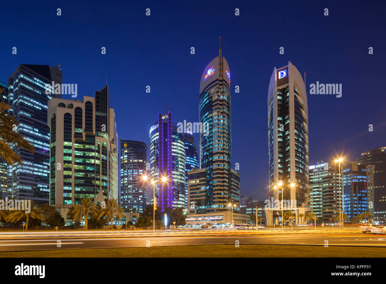 Qatar, Doha, Doha Bay, West Bay Skyscrapers, dusk Stock Photo - Alamy
