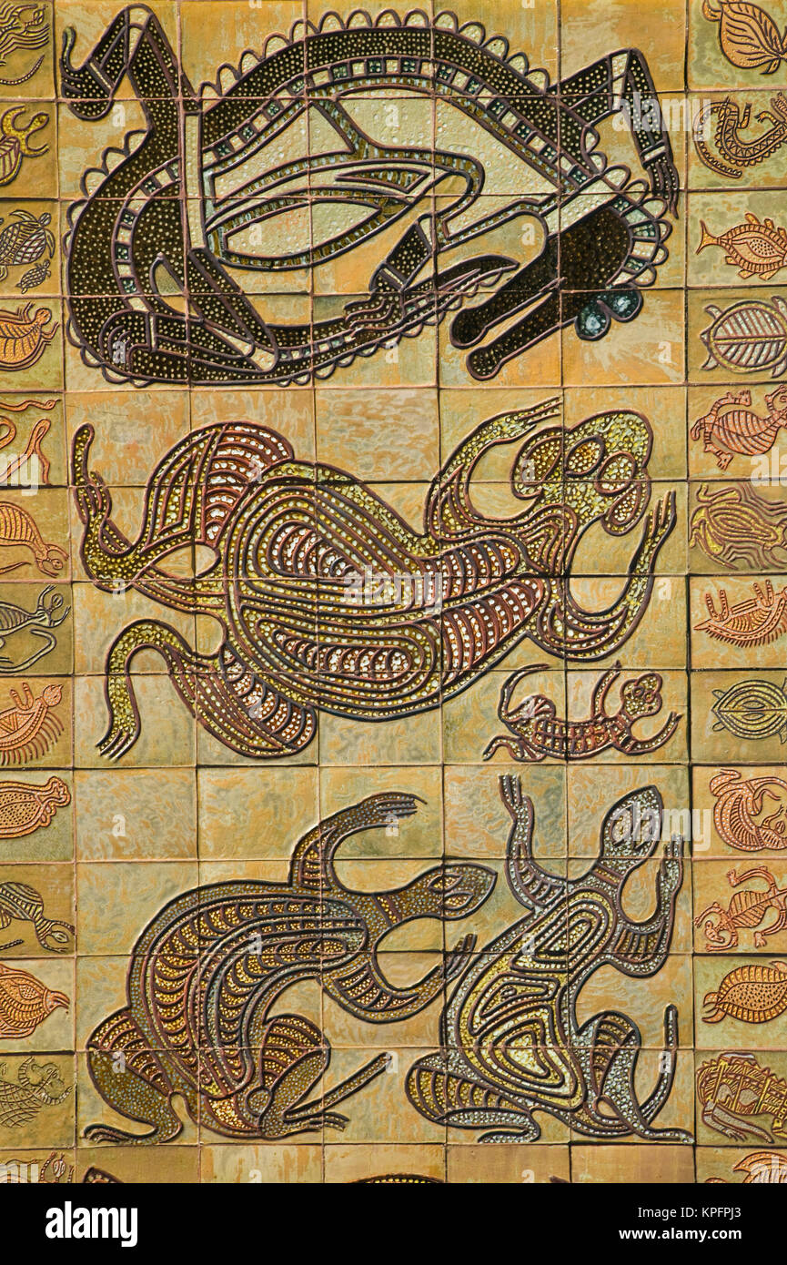 Australia, Queensland, North Coast, Kuranda. Aboriginal Wall Art Stock ...