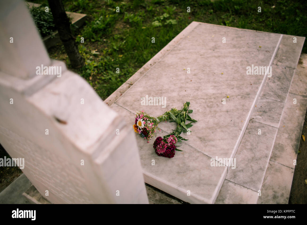 Graves, statues and crypts in an old cemetery Stock Photo - Alamy