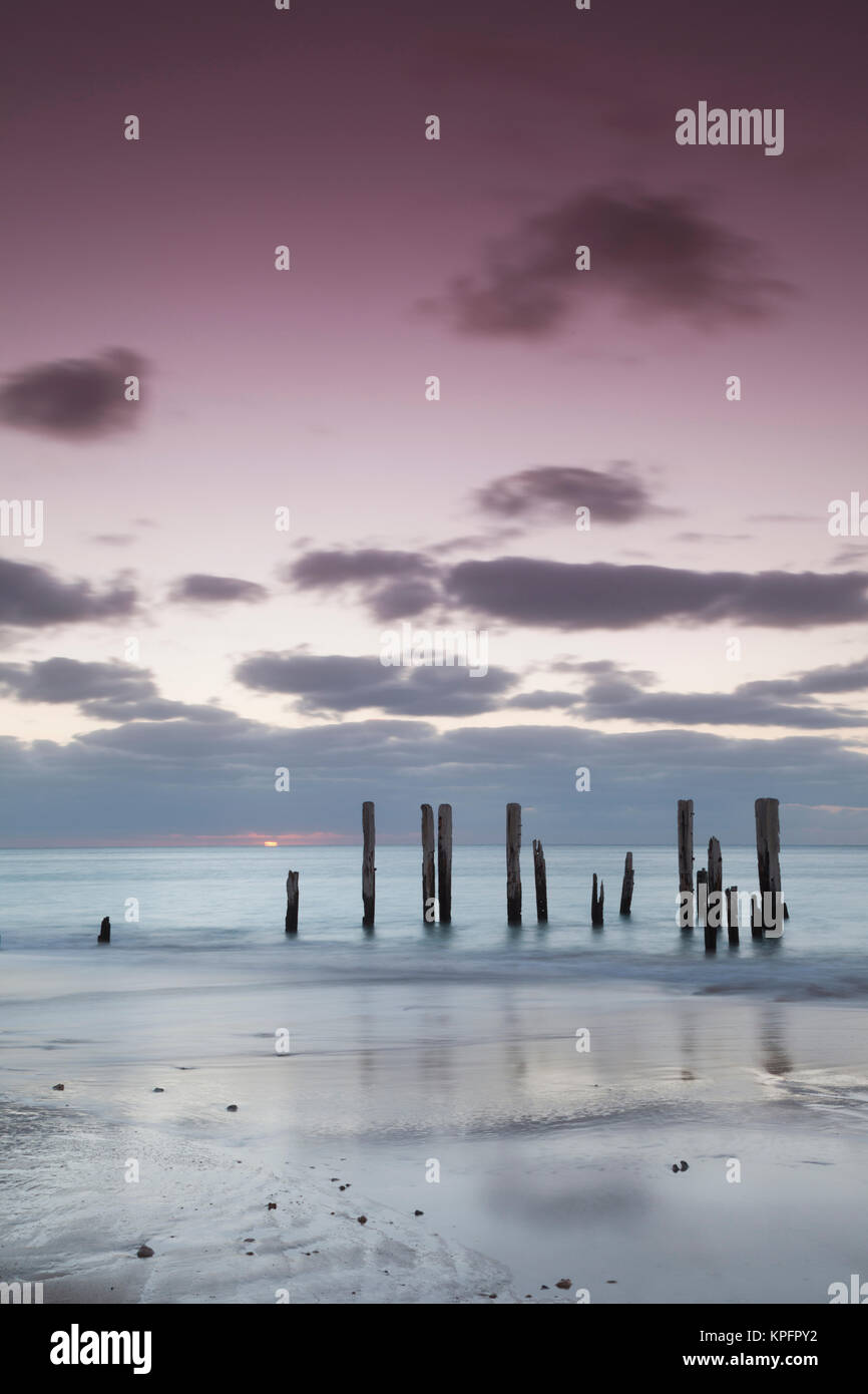 Australia, Fleurieu Peninsula, Port Willunga, old jetty, dusk Stock ...