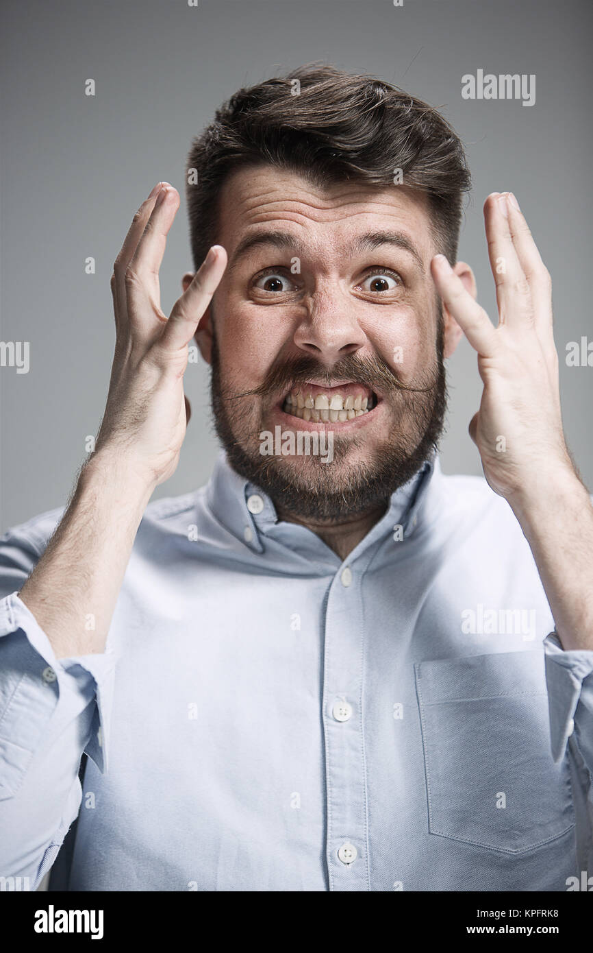 Close up face of desperate man Stock Photo - Alamy