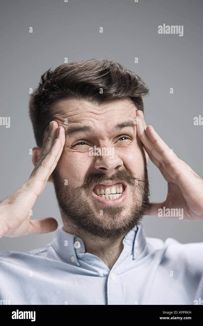 Close up face of desperate man Stock Photo - Alamy