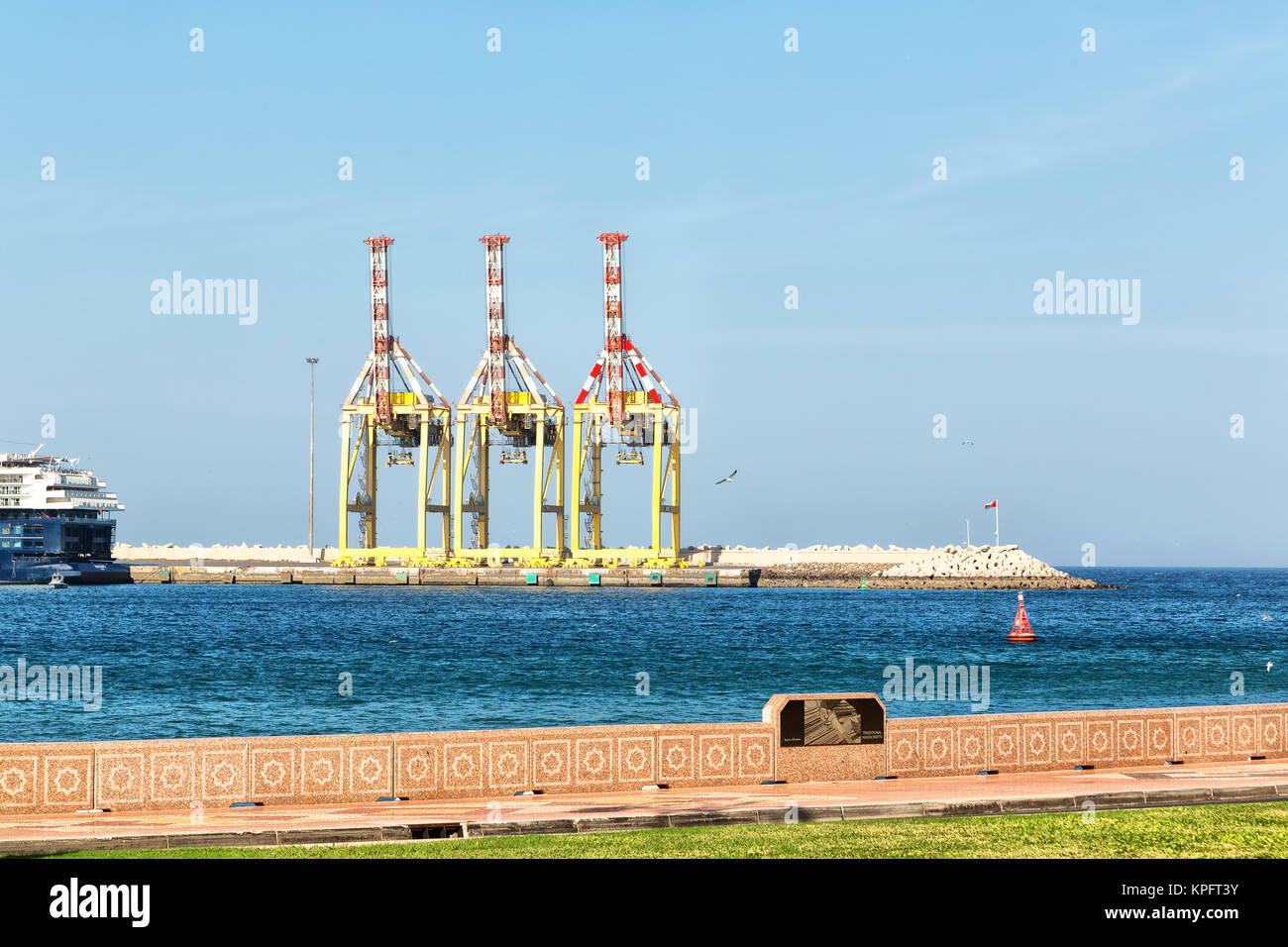 in oman muscar the port and the crane in the harbor near the sky Stock ...