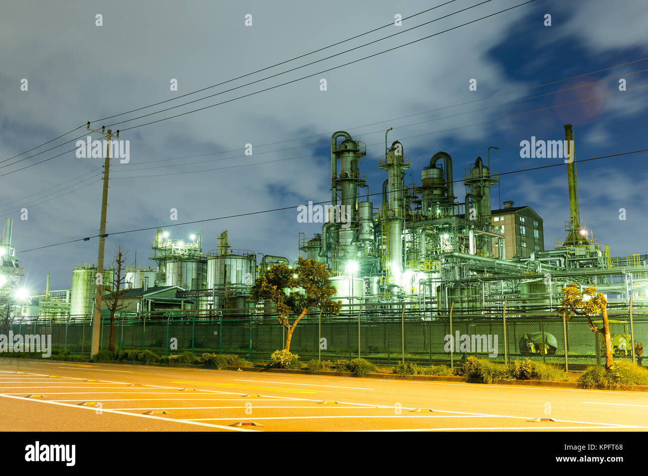 Industrial plant at night Stock Photo - Alamy