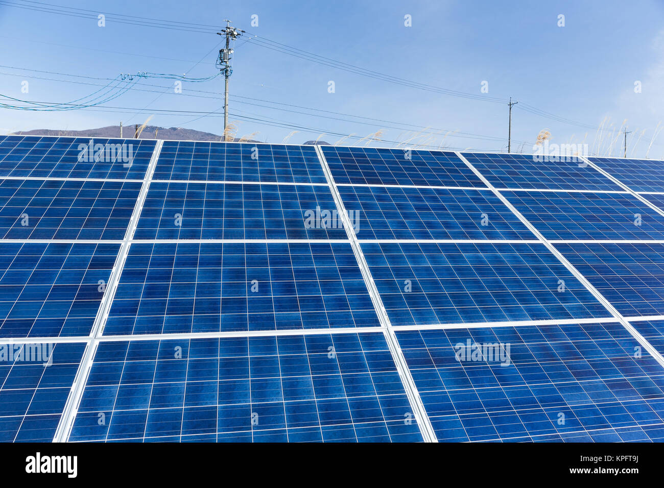 Solar panel with power lines Stock Photo - Alamy