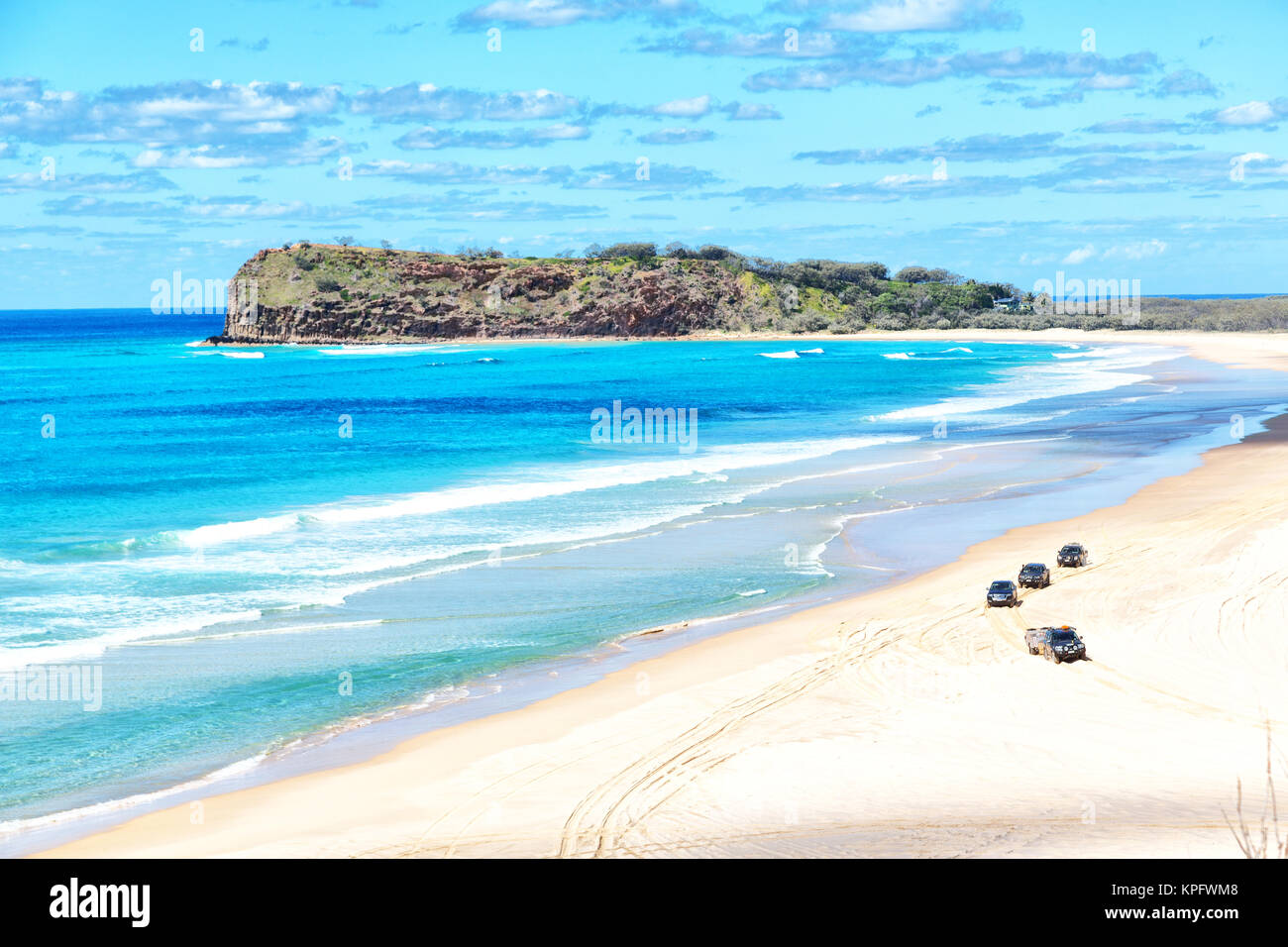in australia fraser island the beach near the rocks in the wave of ...