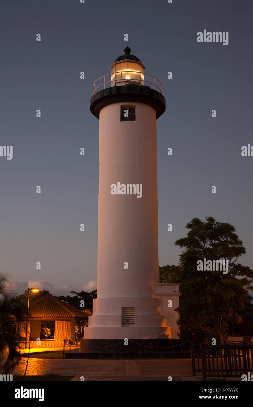 Puerto Rico, West Coast, Rincon, Punta Higuero Lighthouse, evening ...