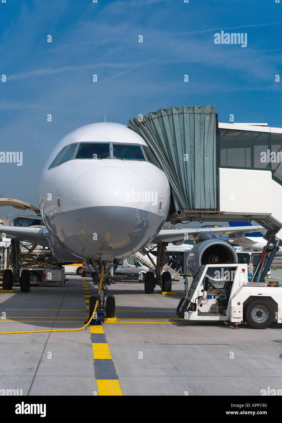 Passenger plane in the airport. Unboarding Stock Photo - Alamy