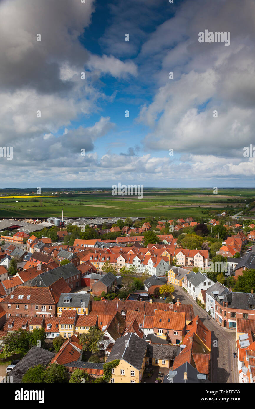Denmark, Jutland, Ribe, elevated town view from Ribe Domkirke Cathedral ...
