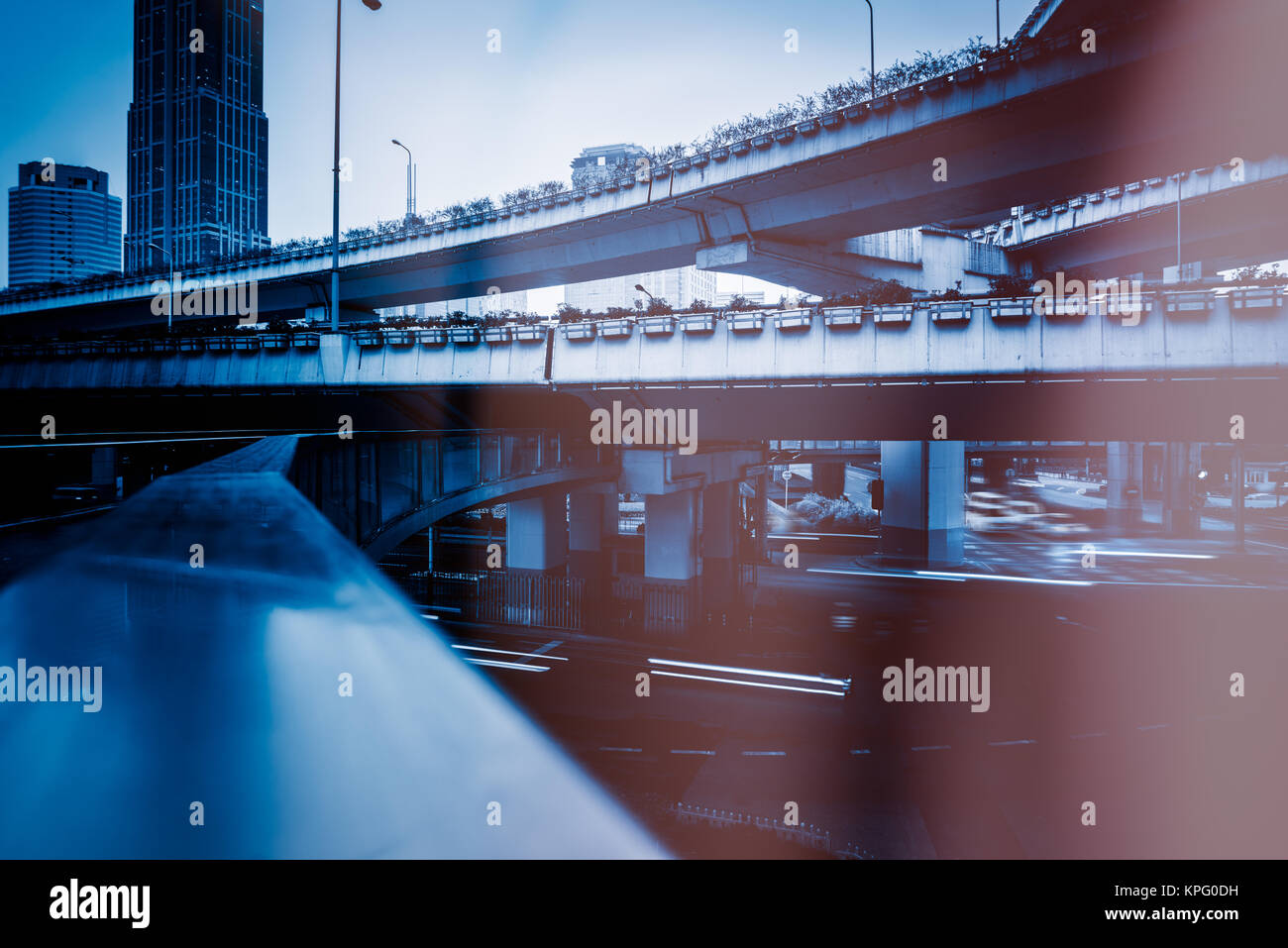 urban street view with cityscape in background Stock Photo - Alamy